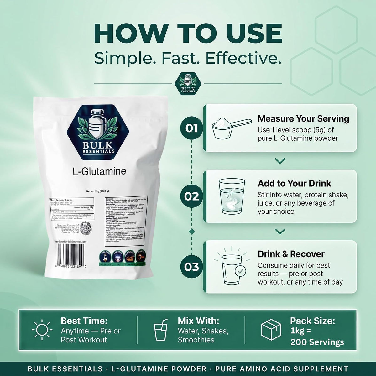 1 kg L-Glutamine for endurance athletes