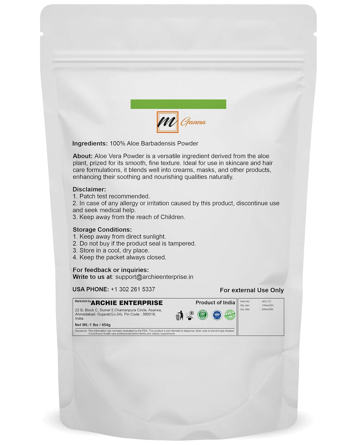 1 lb aloe barbadensis powder