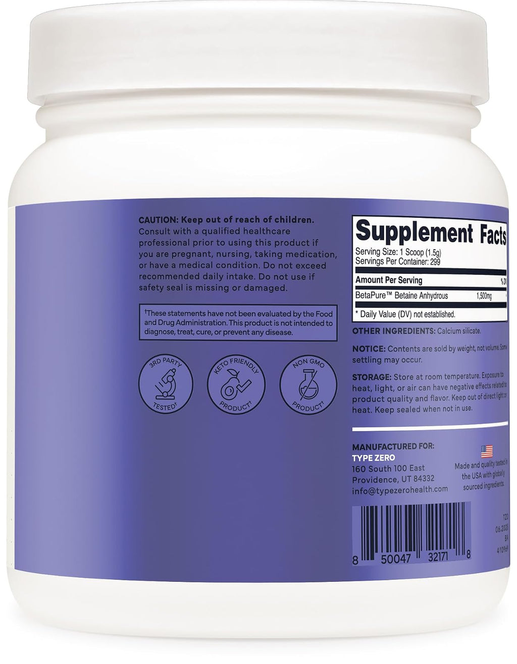 1 LB Betaine powder for energy boost