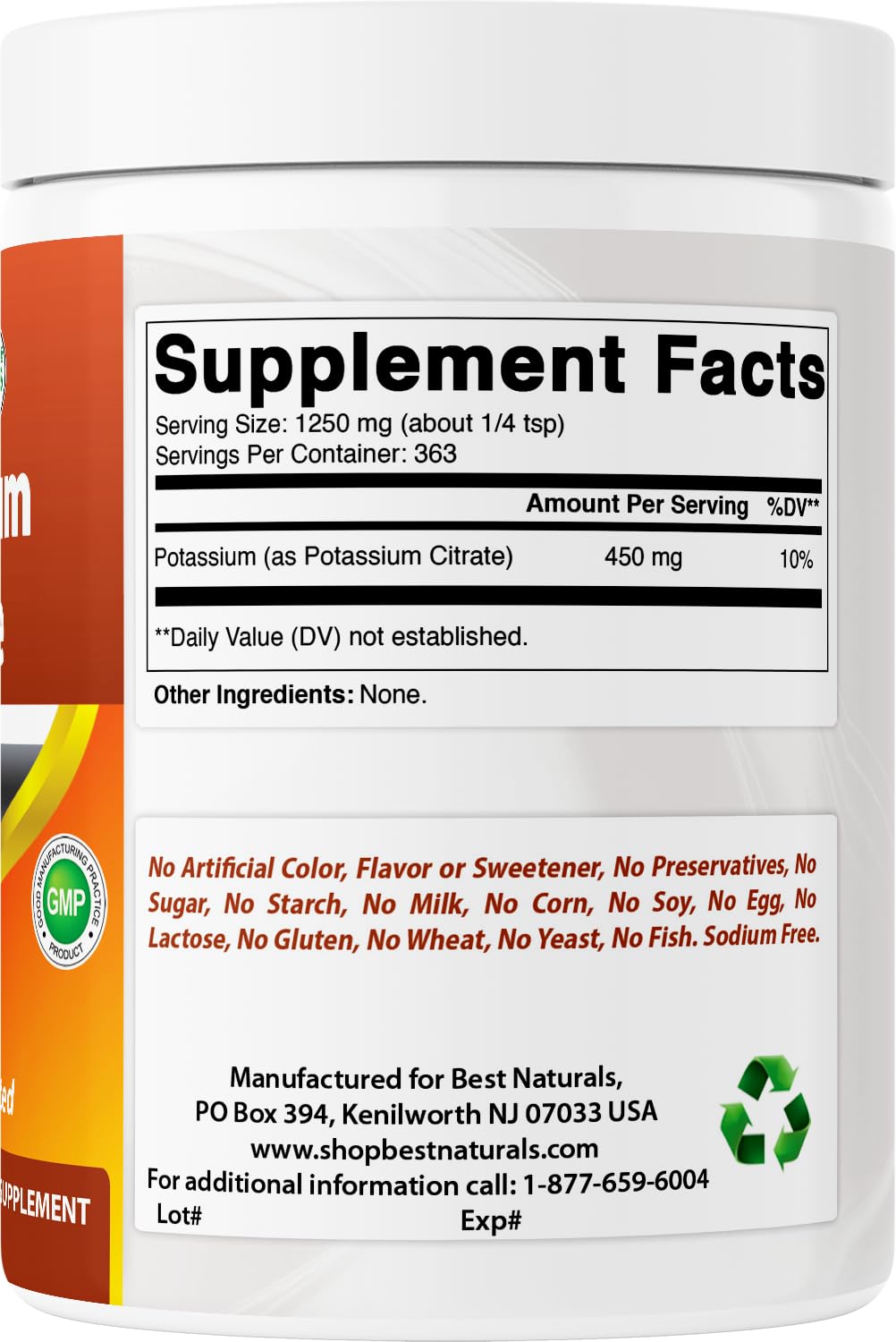 1 lb potassium citrate bulk
