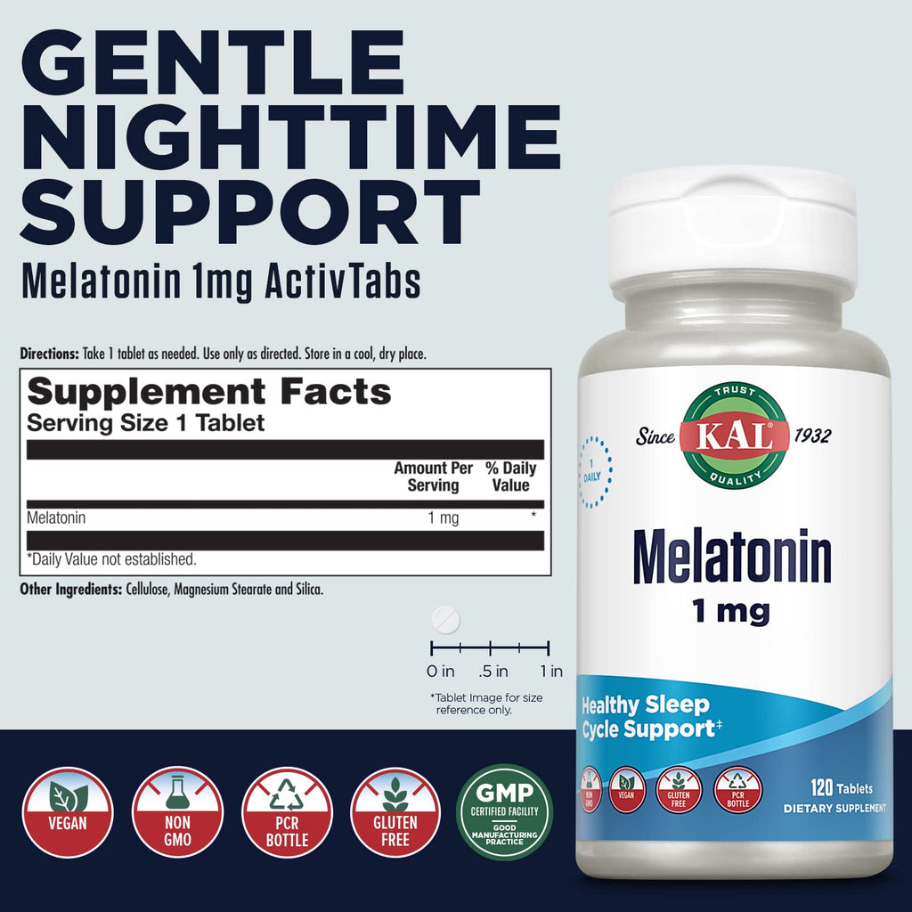 1 mg KAL Melatonin for restful nights