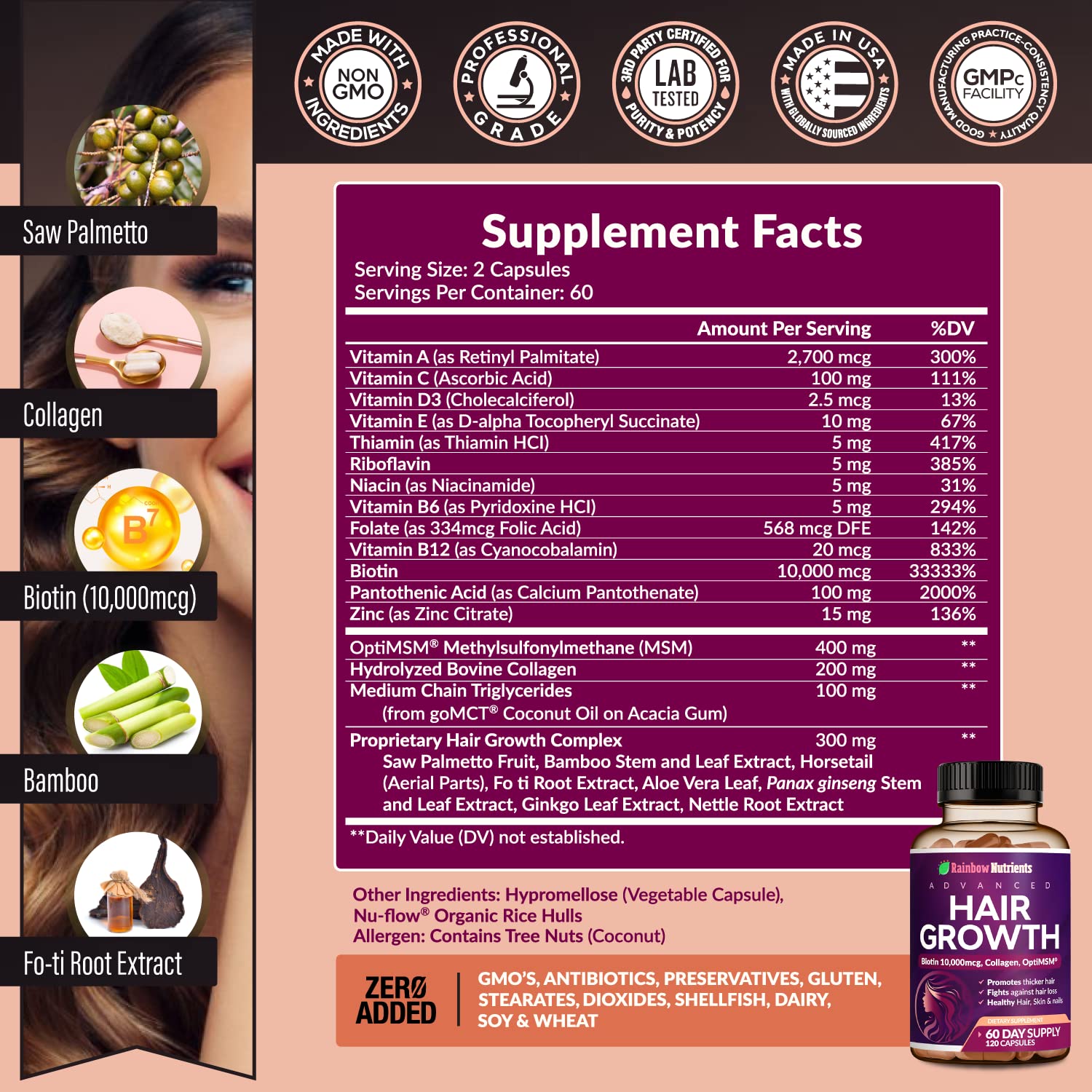 10,000 mcg biotin for thicker hair