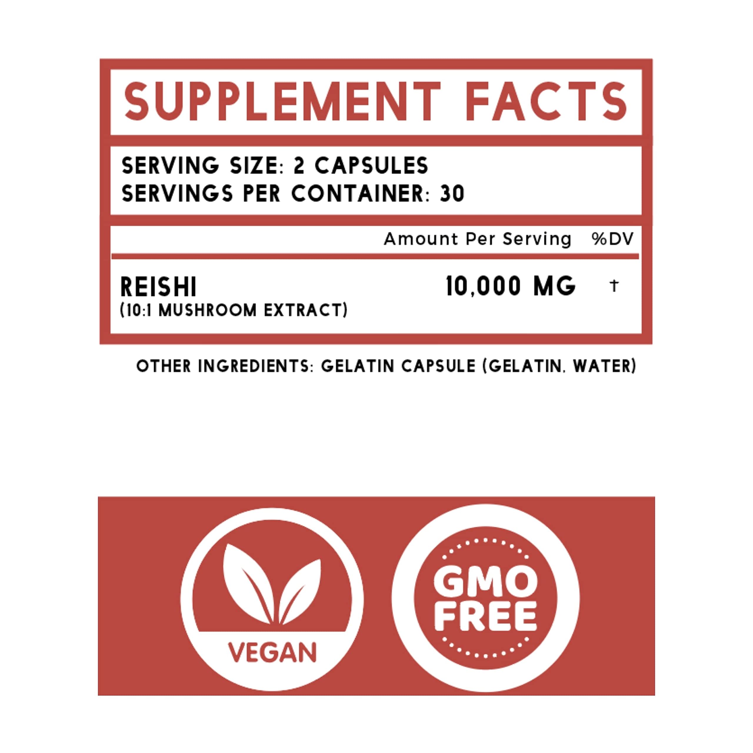 10,000 mg reishi mushroom capsules