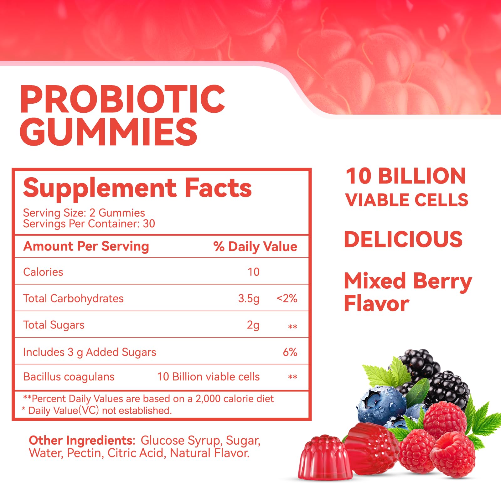 10 billion CFU probiotic gummies for immunity