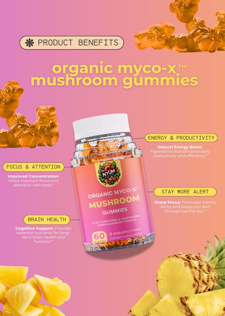 10-in-1 mushroom blend gummy supplements