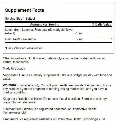 10 mg lutein zeaxanthin vitamin A supplement