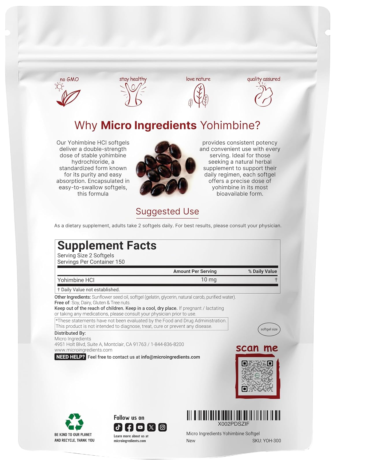 10 mg Yohimbine HCL for weight loss