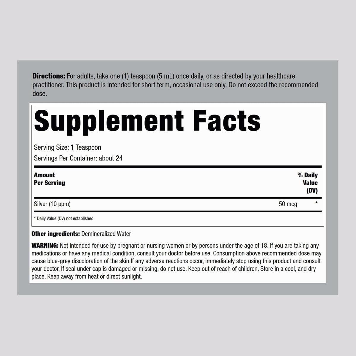 10 ppm colloidal silver solution