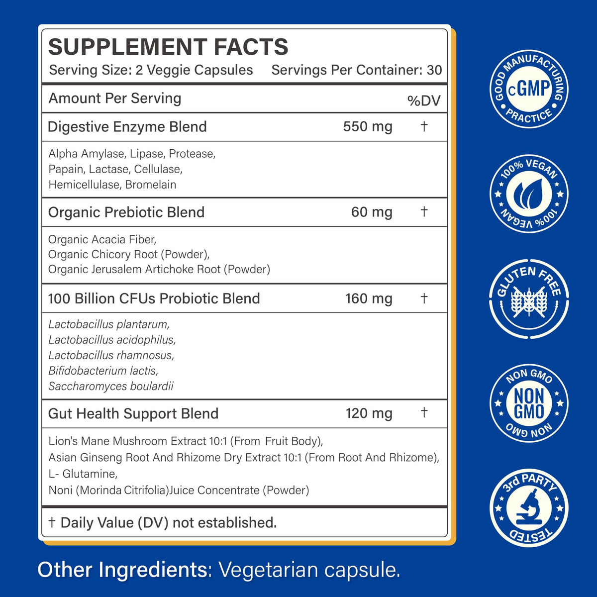 100 billion CFU digestive enzyme capsules