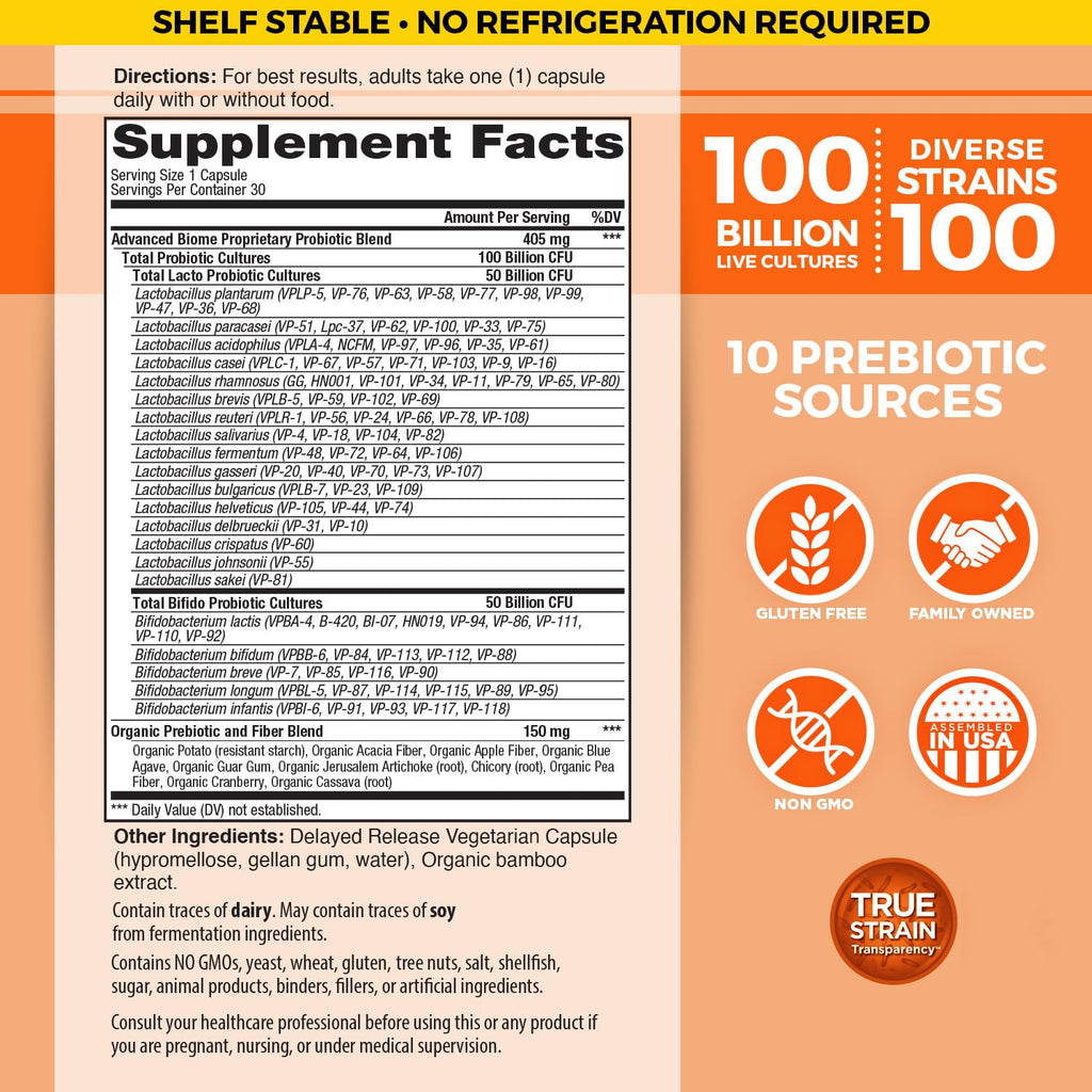 100 billion CFU probiotic capsules