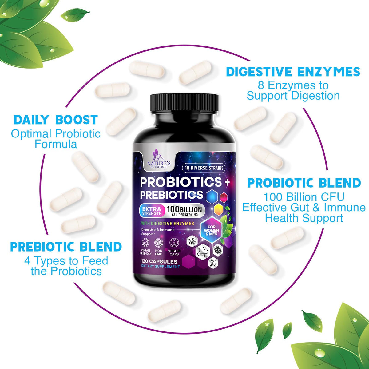 100 billion CFU probiotic capsules