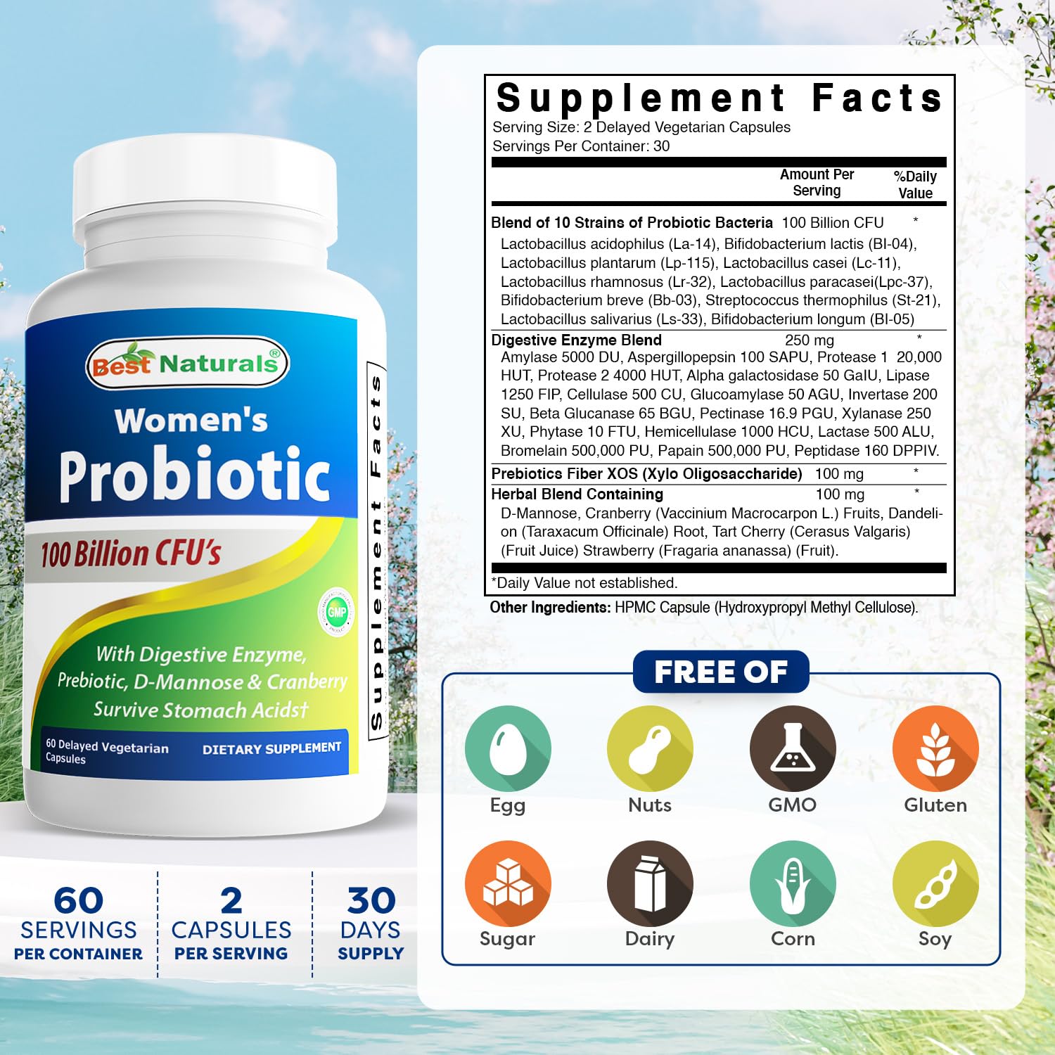 100 billion CFU probiotics capsules