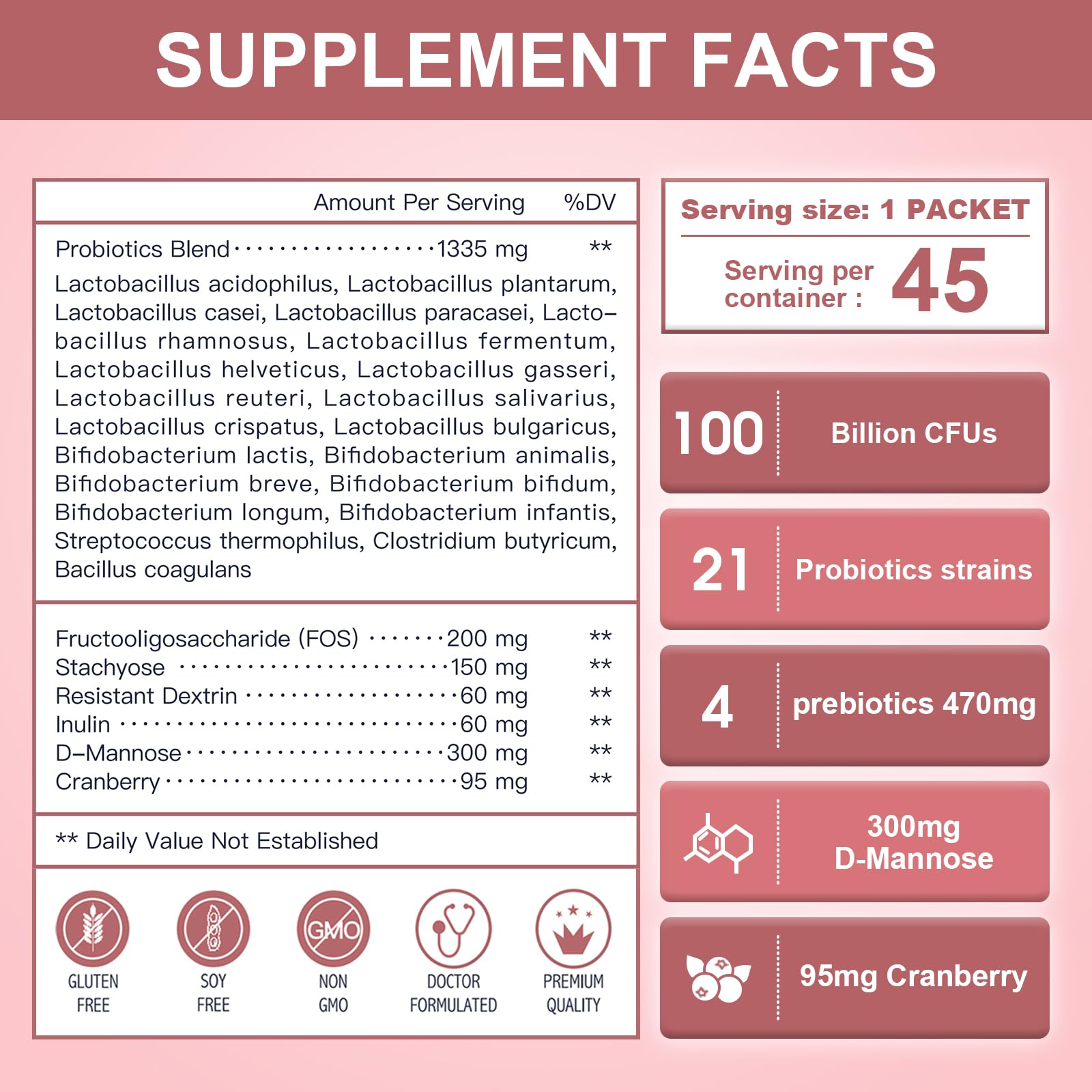 100 billion CFU probiotics for digestive health
