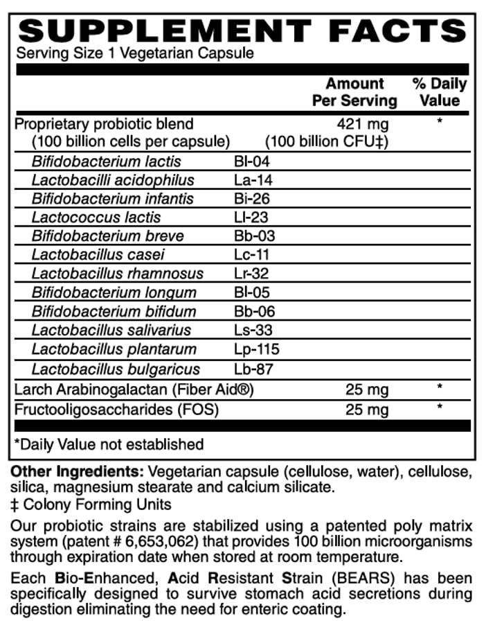 100 billion CFU vegetarian capsules
