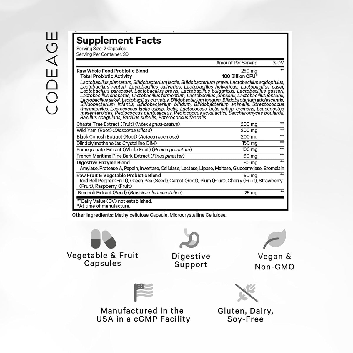 100 billion CFUs probiotic capsules for women