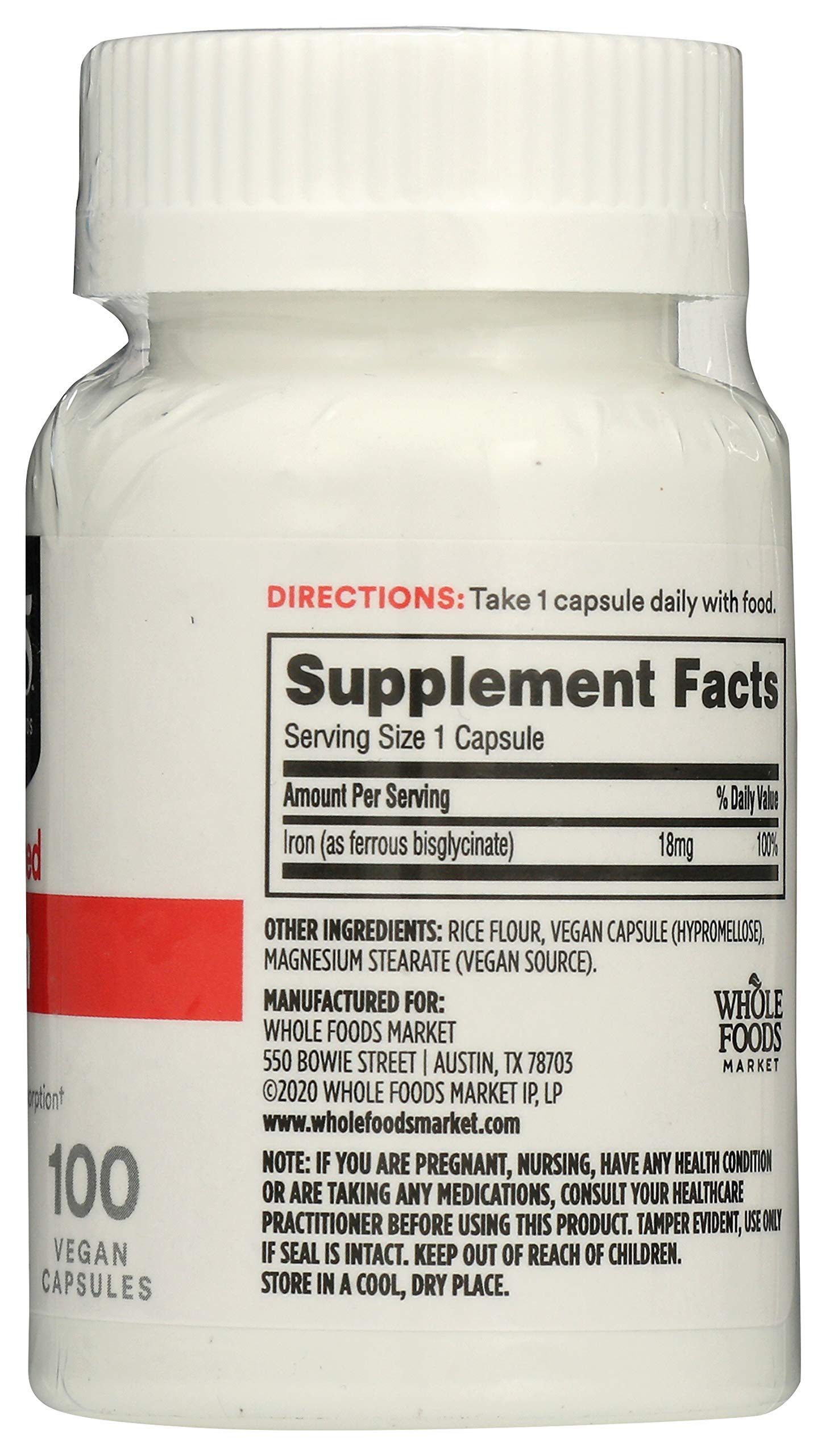 100 capsules for daily iron intake