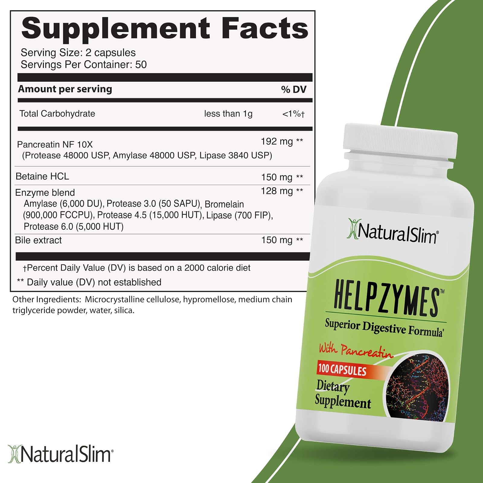 100 capsules of digestive enzymes support