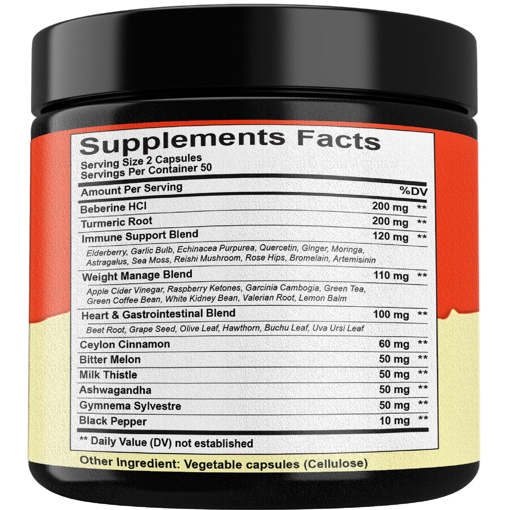 100 capsules of herbal wellness