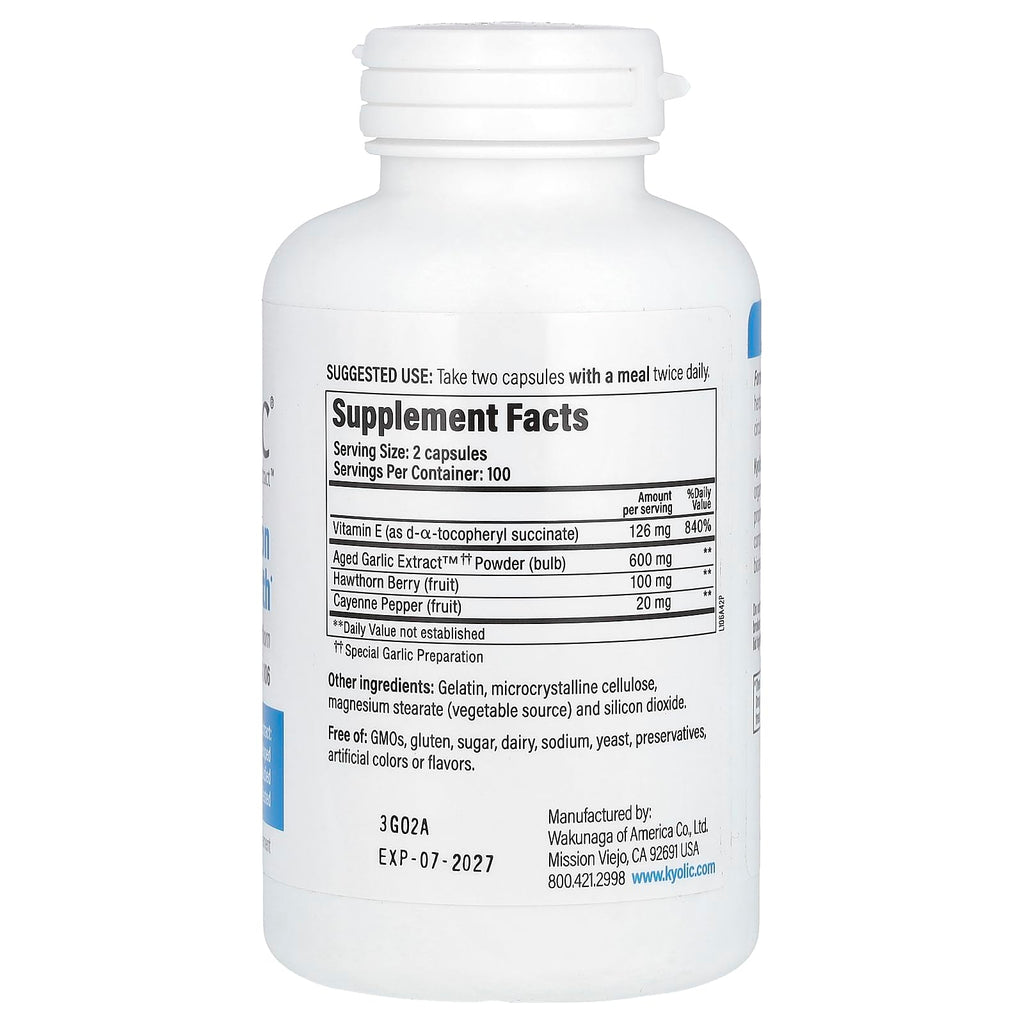 100 capsules of Kyolic fibers