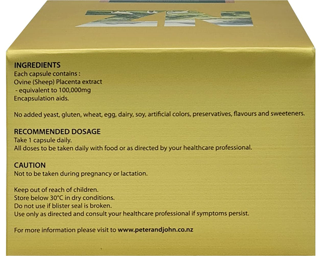 100 capsules of ovine placenta