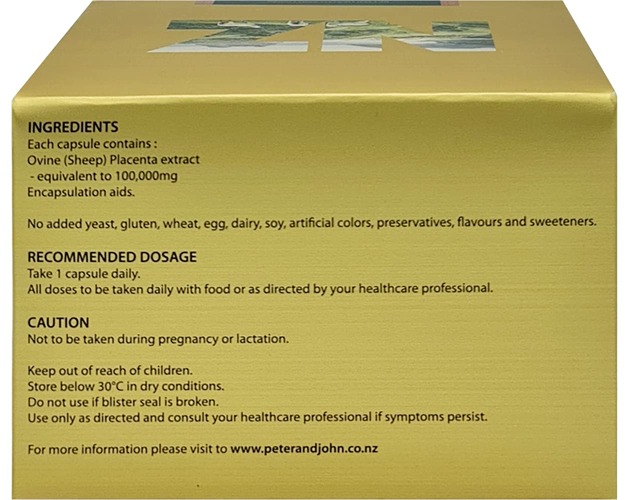 100 capsules of ovine placenta