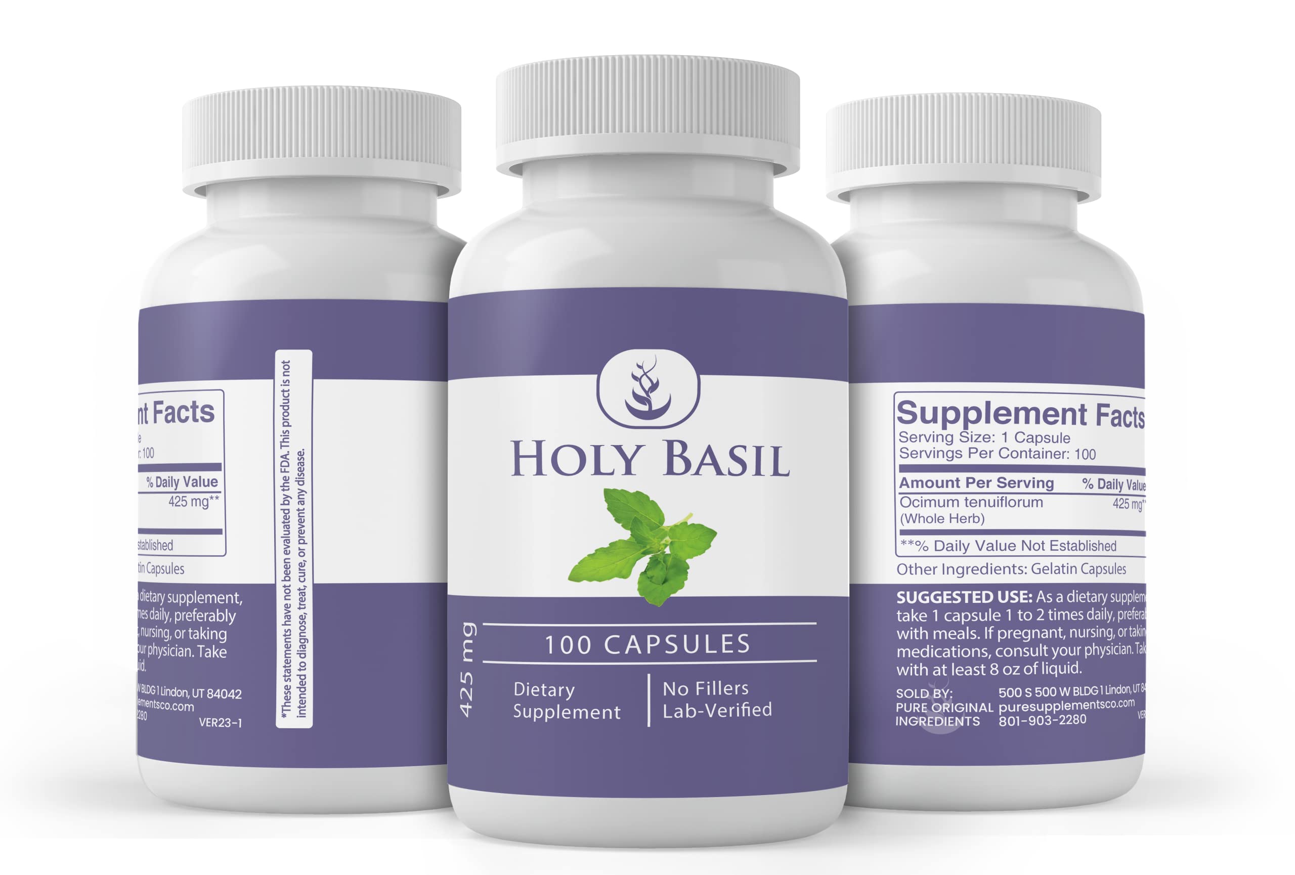 100 capsules of pure holy basil