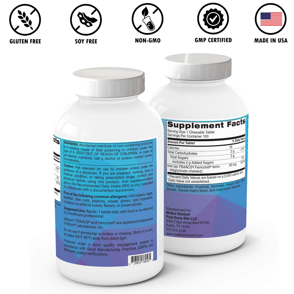 100 chewable iron pills for daily use