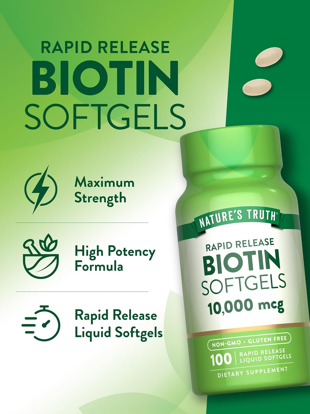 100 count biotin softgel bottle