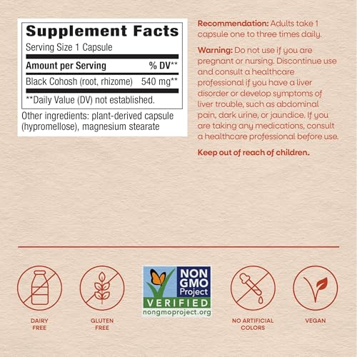 100 count black cohosh supplement bottle