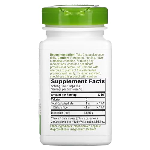 100 count dandelion root capsules