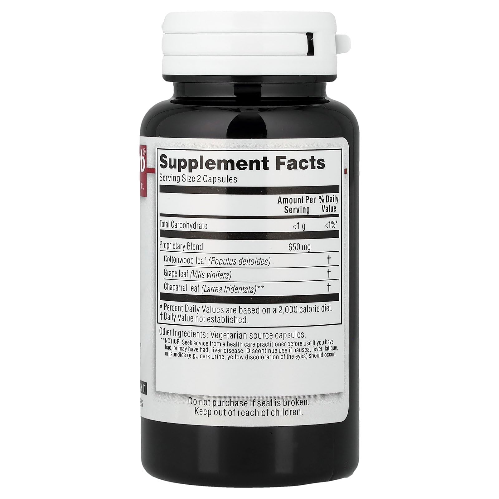 100 count herbal supplement capsules