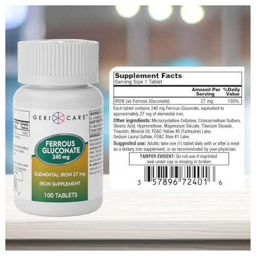 100 count iron supplement bottle