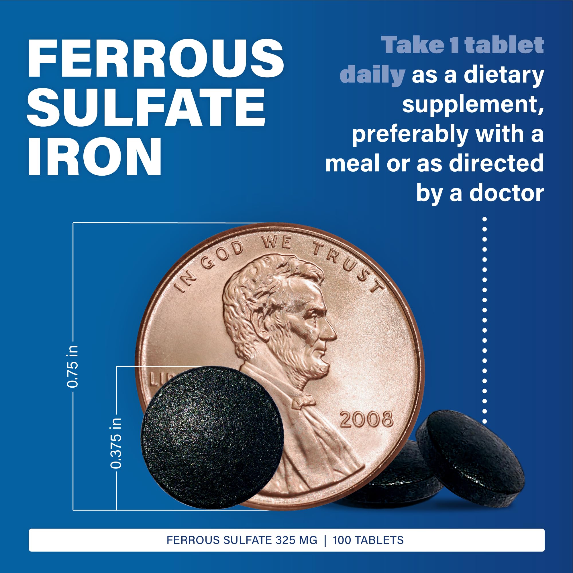 100 count iron supplement bottle