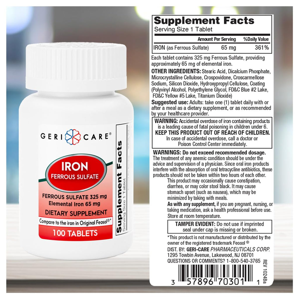 100 count iron tablets pack