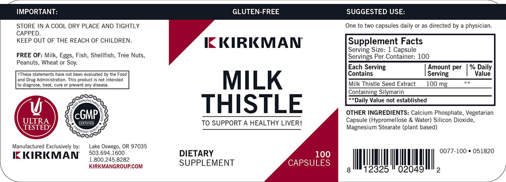 100 count milk thistle supplement