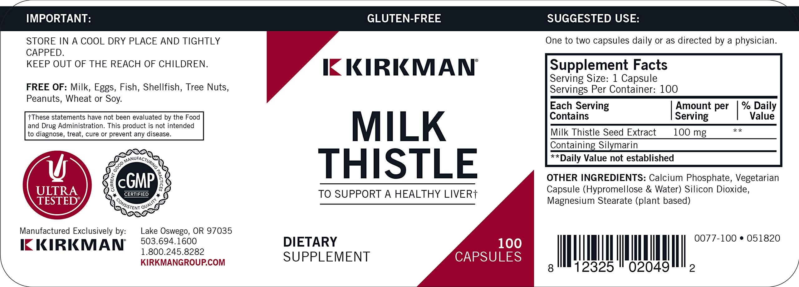 100 count milk thistle supplement