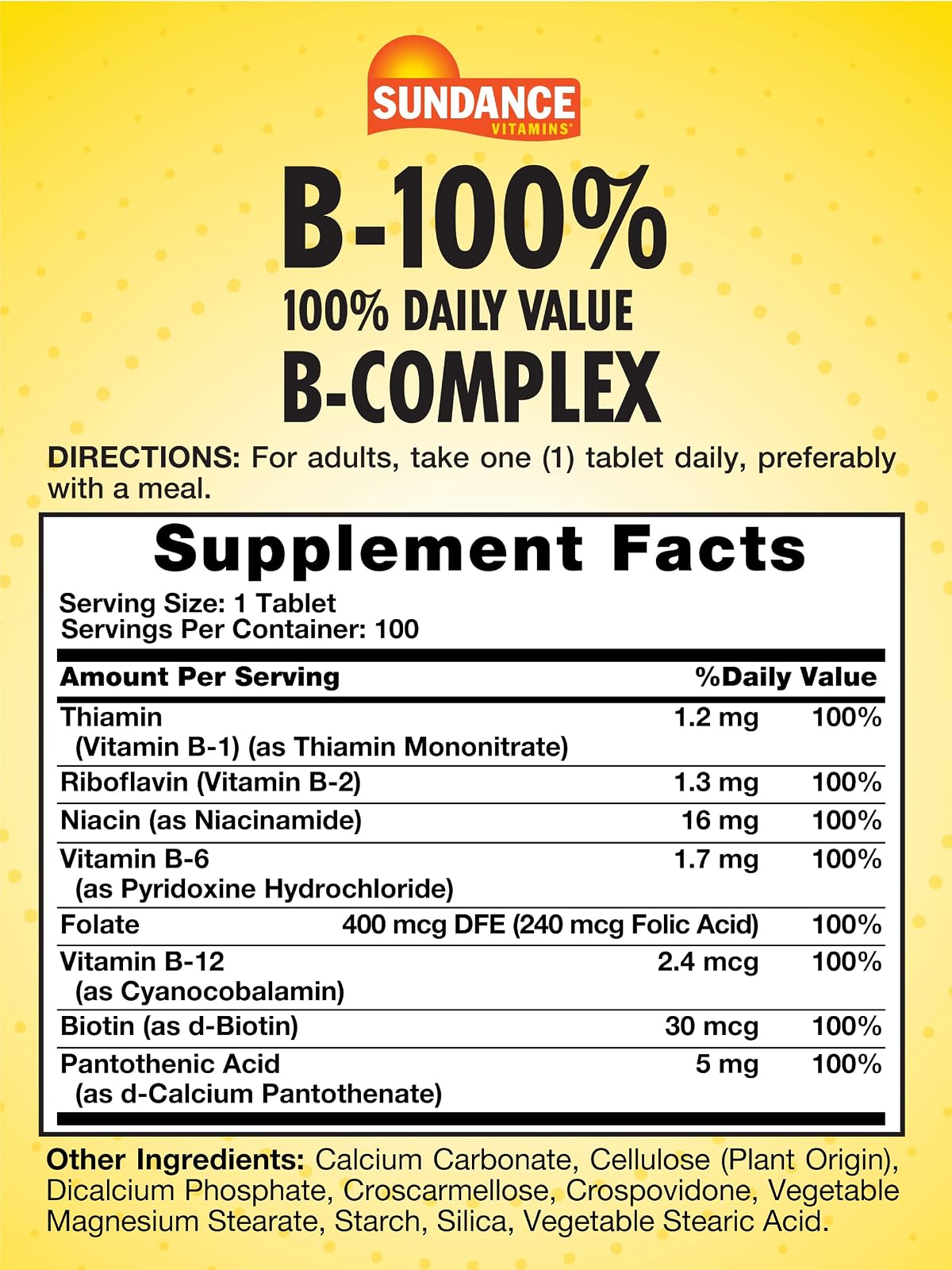100% daily value Vitamin B tablets