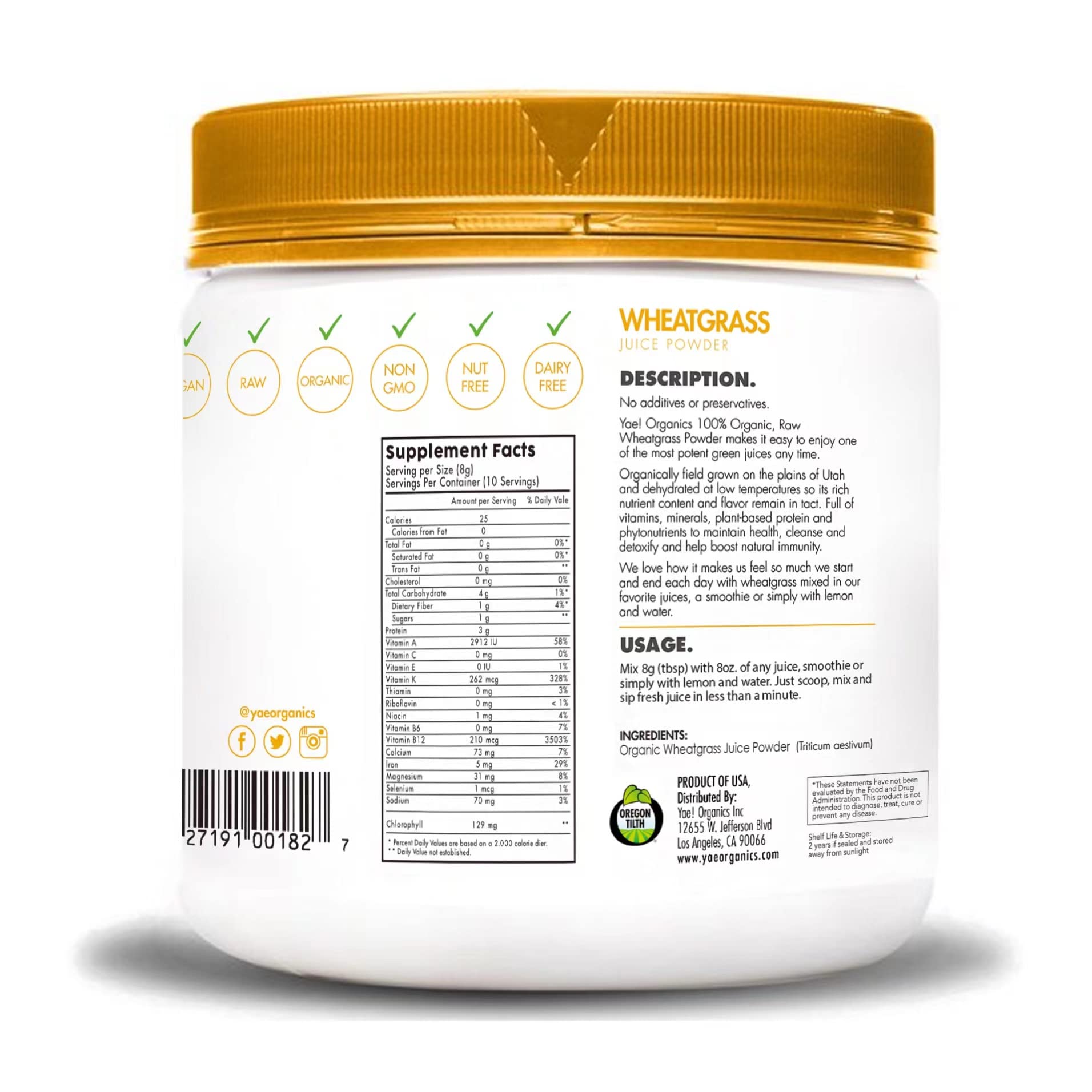 100% dried wheatgrass powder
