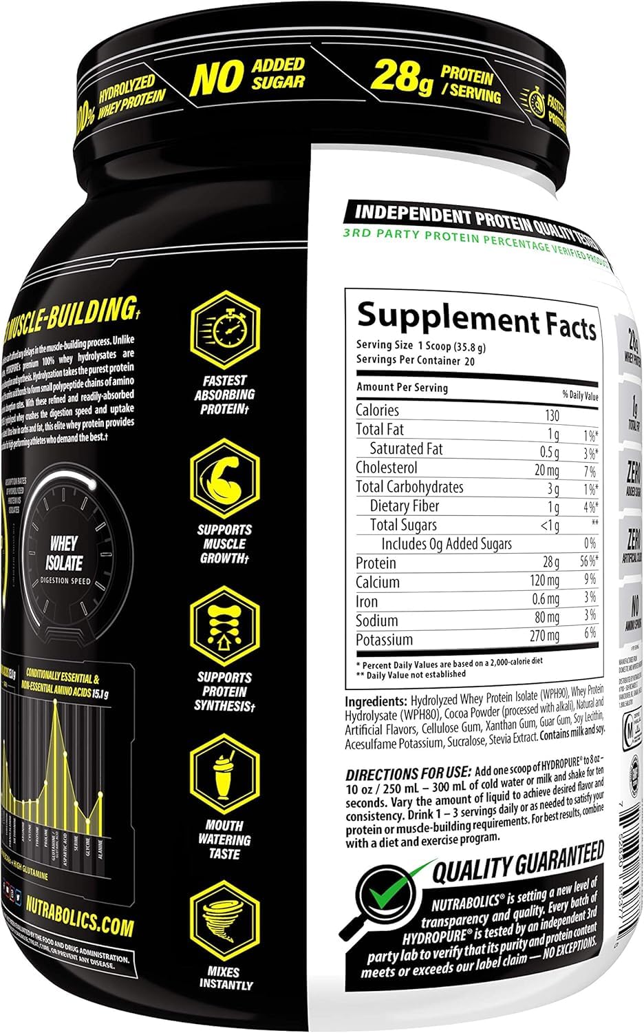 100% hydrolyzed whey protein supplement