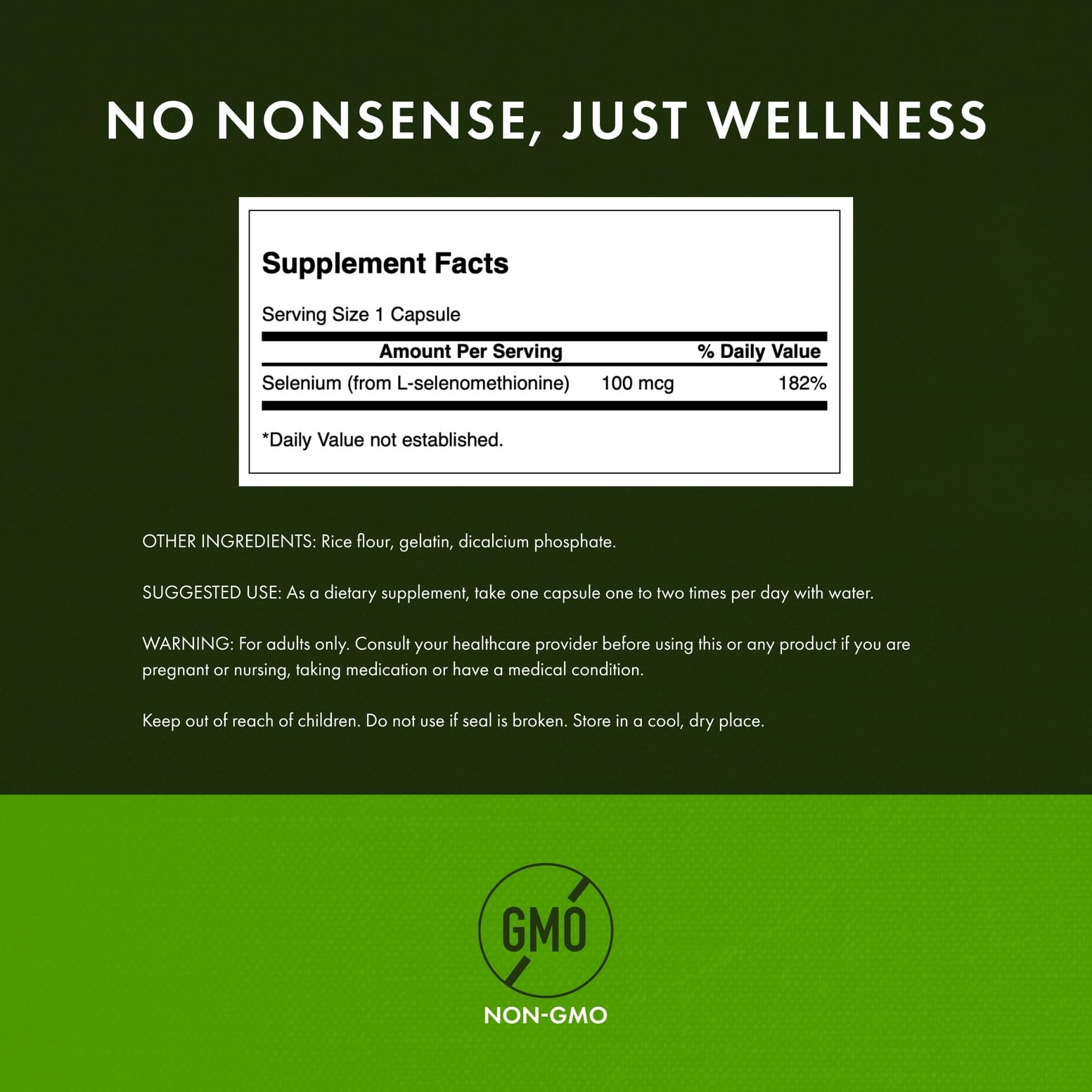 100 mcg selenium for antioxidant protection