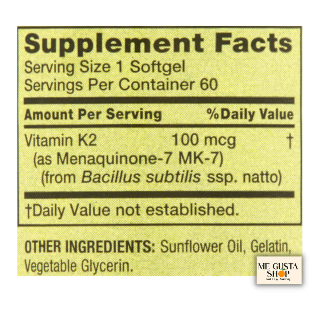 100 mcg Vitamin K2 for bone health