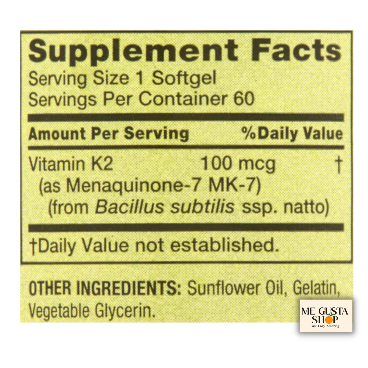 100 mcg Vitamin K2 for bone health
