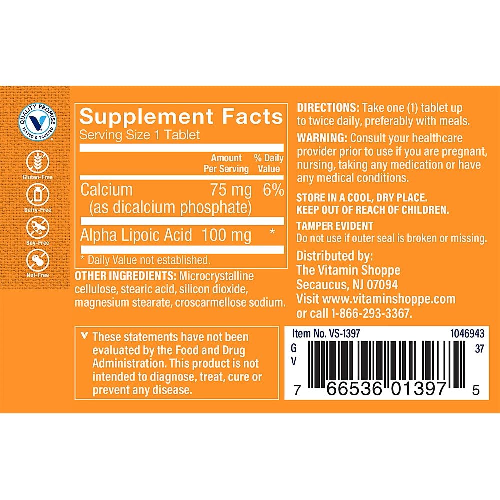 100 mg Alpha Lipoic Acid capsules