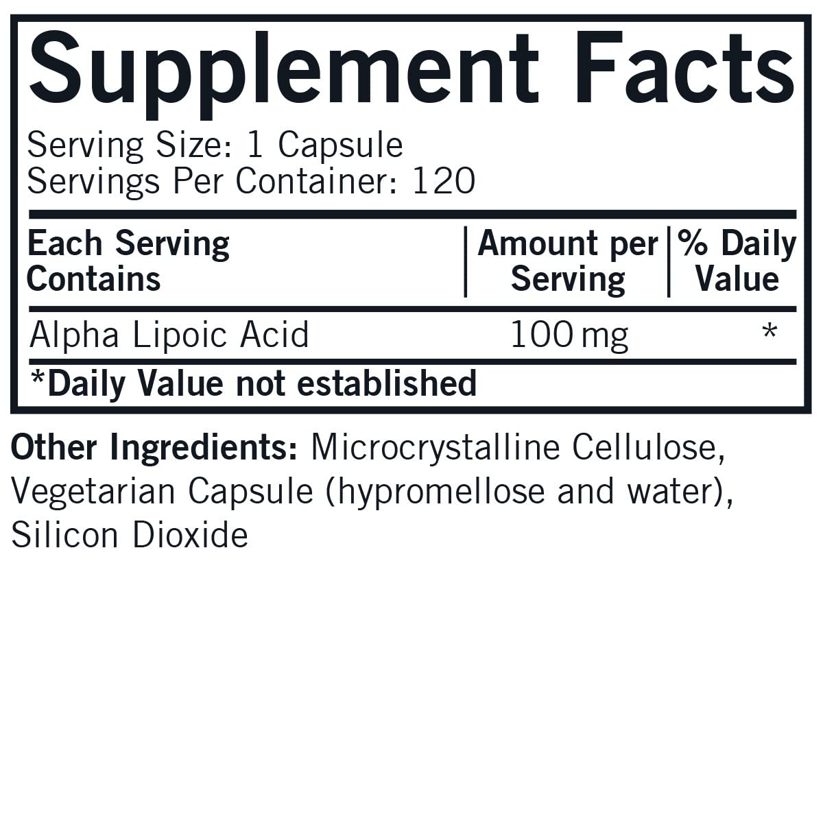 100 mg Alpha Lipoic Acid supplement