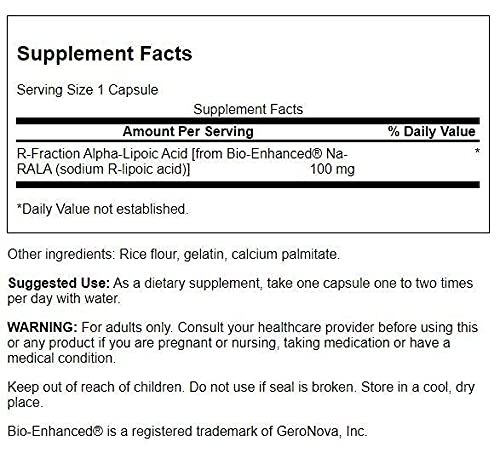 100 mg Alpha Lipoic Acid supplement