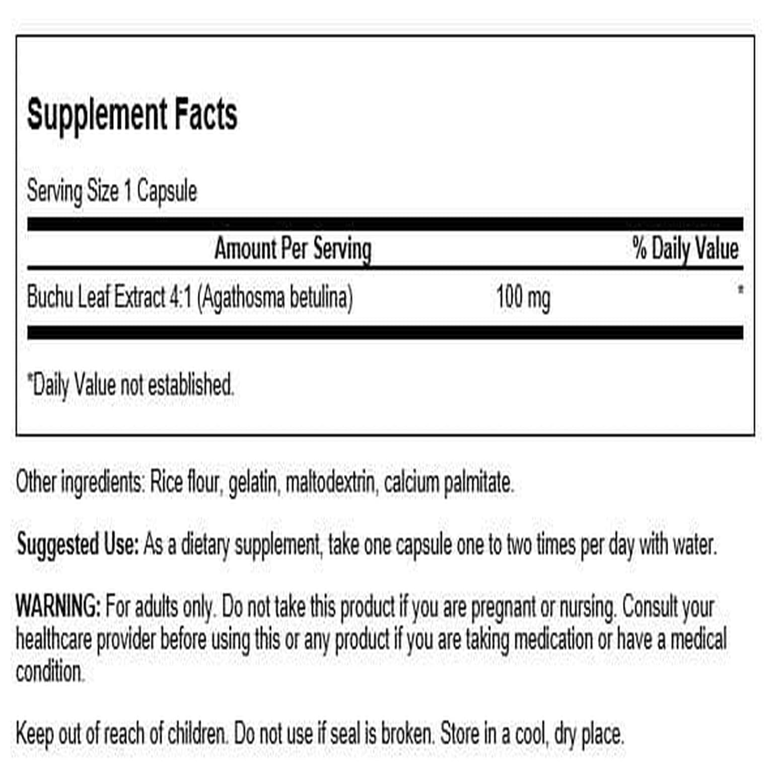 100 mg Buchu Leaf supplement