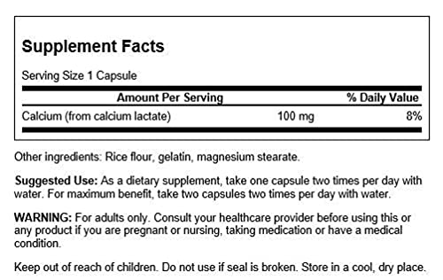 100 mg Calcium Lactate capsules for daily use