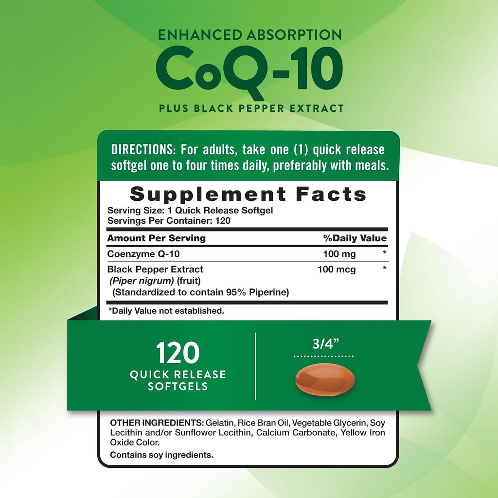 100 mg CoQ10 supplement for heart health