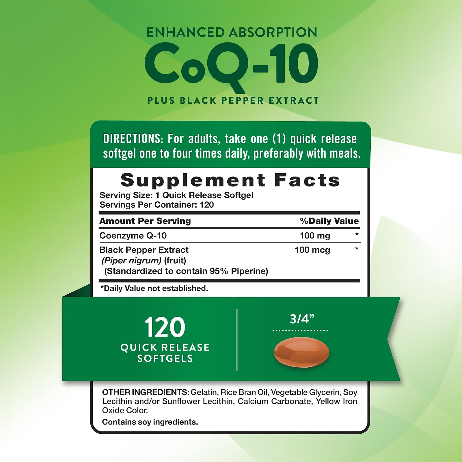 100 mg CoQ10 supplement for heart health