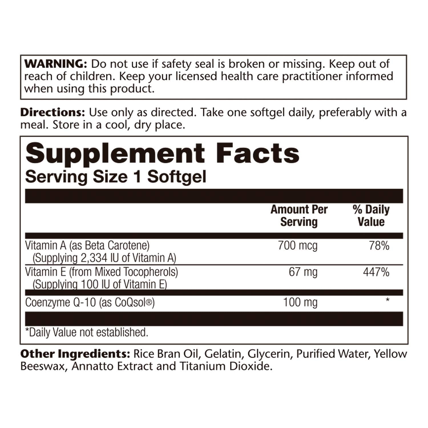 100 mg coq10 support for heart
